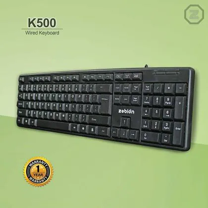 Zebion K500 USB Keyboard, Rugged Heavy-Duty Body, Ergonomic Design ...