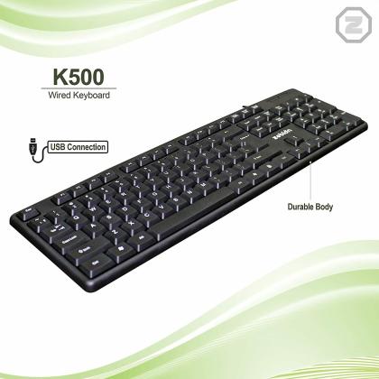 Zebion K500 USB Keyboard, Rugged Heavy-Duty Body, Ergonomic Design ...