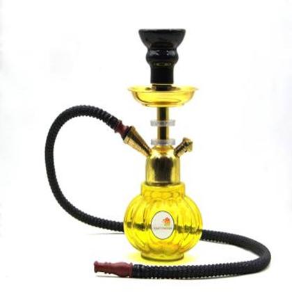 kraftynation Glass Hookah Pot Yellow Kharbuza with Golden Stem 12 inch ...