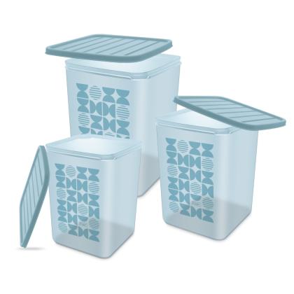Flair Storewell Square Containers Set of 3 Pcs (2000 ML, 3000 ML, 4000 ...
