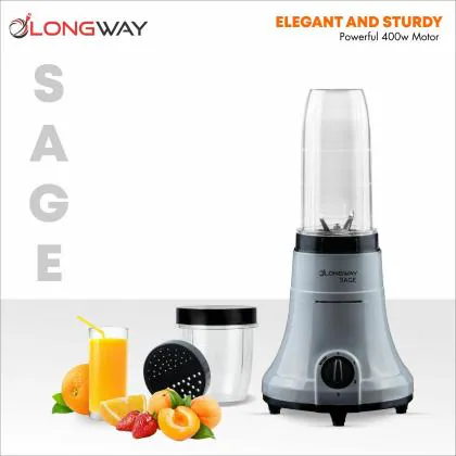 Longway Sage 2 Jar Mixer Grinder (400 Watts, Gray & Black) - JioMart