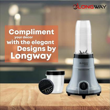 Longway Sage 2 Jar Mixer Grinder (400 Watts, Gray & Black) - JioMart