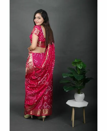 Bandhaniwala Handmade Bandhej Tie Dye Bandhani Saree With Blouse Piece ...