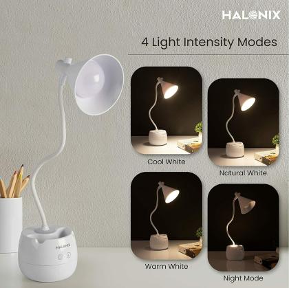 Halonix Ray Rechargeable LED Study/Table/Desk Lamp, Touch Control, USB ...