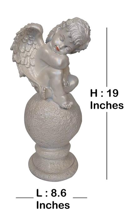 Wonderland Grey Angel On Ball Statue - Big - JioMart