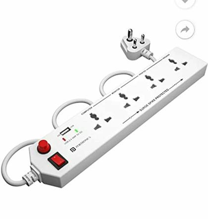 Portronics 1500 W Power Plate 4 With 4 Power Sockets Plus 1 USB Port ...