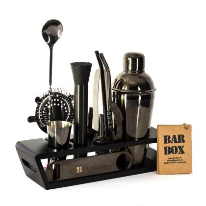BarBox - Home Bartending Kit with Stand (Gun Metal Black) (13pcs Bar set) - JioMart