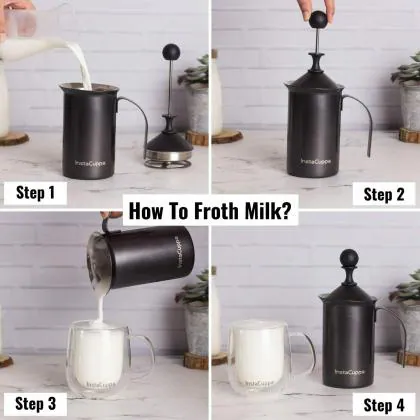 Instacuppa Manual Hand Pump Milk Frother With Measurement Markings ...