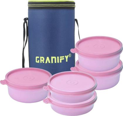 Granify A-509 Green Plastic Lunch Box with 5 Plastic Containers and ...