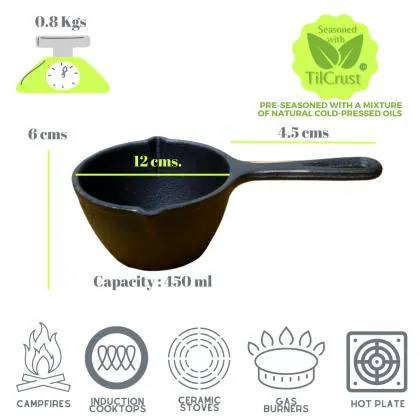 Trilonium Pre-Seasoned Cast Iron Tadka Pan | Tempering Pan 12cm - JioMart