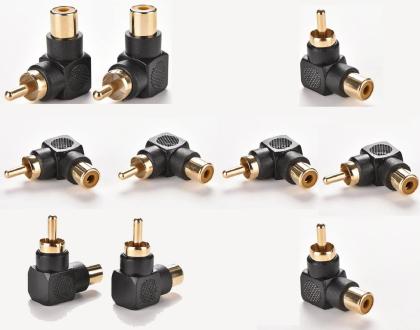 fdealz RCA Male to Female 90 Degree Connectors Right Angle Plug ...