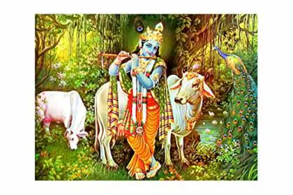 Divinedesigns Multicolor Vinyl Krishna Ji With Gau Mata Sticker - JioMart