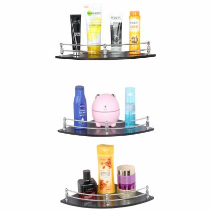 See Inside Black Glass Corner Shelf 9 inch x 9 inch (Set of 3) - JioMart