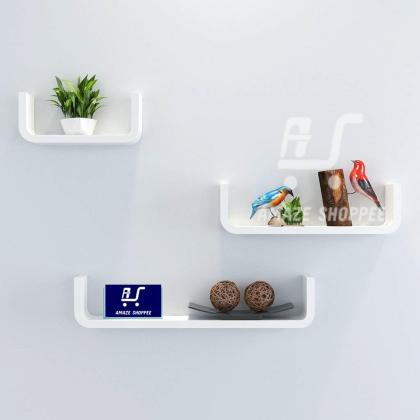 Amaze Shoppee White Engineered Wood Wall Shelves (Set Of 3) 41 x 10 x ...