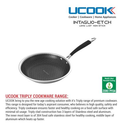 UCOOK Triply Etched Finish Stainless Steel Non-Stick Induction Fry Pan ...
