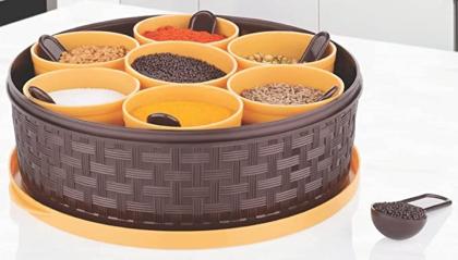 Shopimoz Round Plastic Masala Spice Box | Kitchen Masala Storage Dabba ...