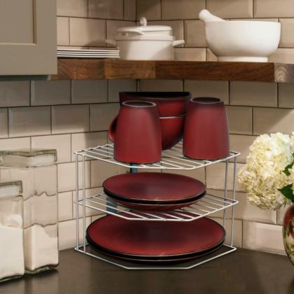 Livzing 3-Tier kitchen steel corner shelf dish rack countertop stand ...