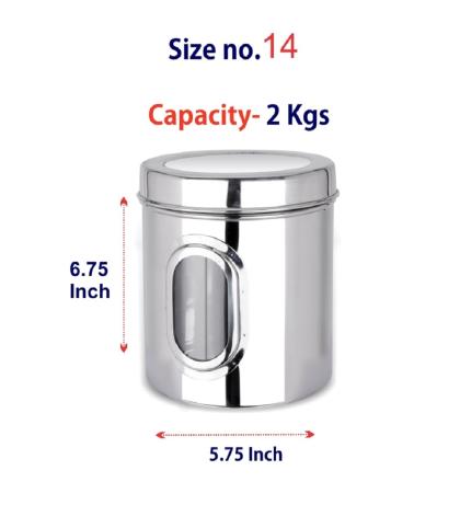 Ebun Stainless Steel See Through Containers Set 4 pieces Silver 2 Kgs ...