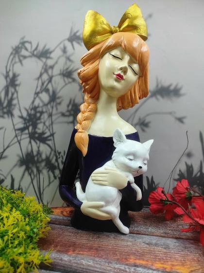 Expleasia Girl With Cat Decorative Showpiece For Home, Living Room ...