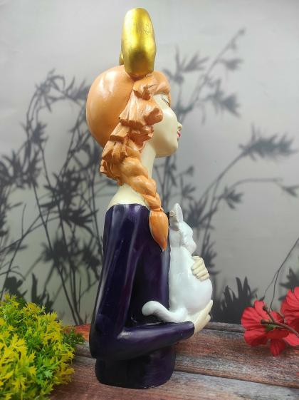 Expleasia Girl With Cat Decorative Showpiece For Home, Living Room ...