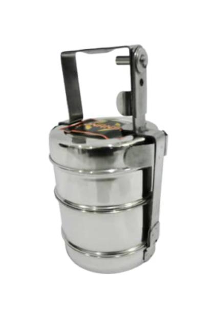 Sonanshi Silver Round Stainless Steel Tiffin Box 2 Tier - JioMart