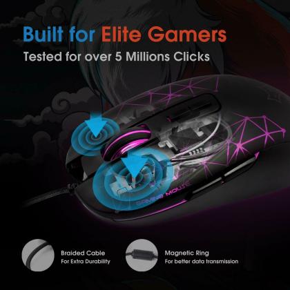Amkette EvoFox Black Phantom Wired Gaming Mouse with 4 Colour Cycle ...
