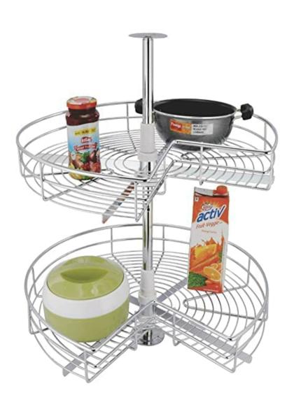 LeAves Stainless Steel Modular Kitchen Corner Storage Carousel Basket 2 ...