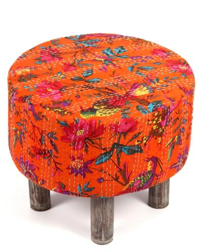 Ikiriya Collio Solid Wood Ottoman| Pouffee| Pouf Stool in Bird Print ...