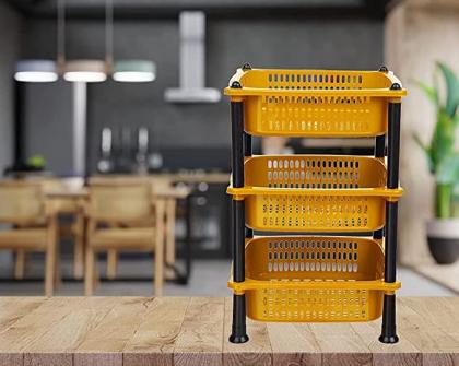 VM BOND Multipurpose Plastic Rack For Fruits/Vegetables Kitchen Rack |3 ...