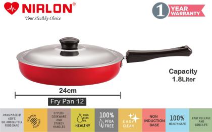 Nirlon Red Aluminium 3 Layer Coated Non-Stick Cookwarel Combo Set 5 ...