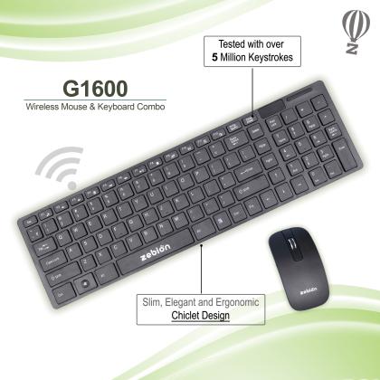 ZEBION G1600 Wireless Keyboard Mouse Combo with Nano Receiver, Slim ...