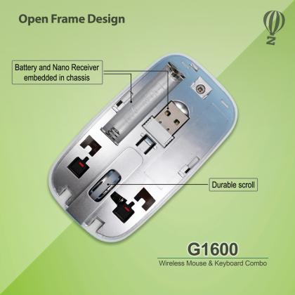 ZEBION G1600 Wireless Keyboard Mouse Combo with Nano Receiver, Slim ...