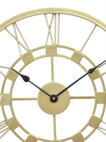 Chronikle Golden Metal Analog Roman Figure Round Wall Clock With Non ...