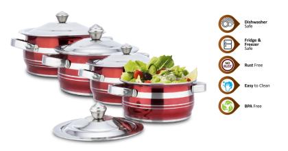 Klassi Kichen by Mahavir Stainless Steel 4 Pcs Handi Set with lid ...