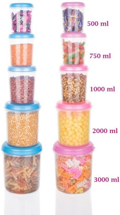 VITALMART Plastic Blue, Pink Grocery Container (Set Of 10) - JioMart