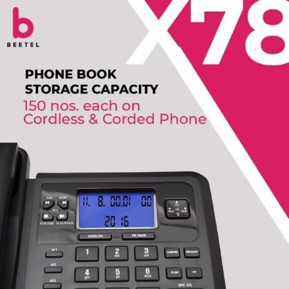 Beetel X78 Black Cordless Landline Phone - JioMart