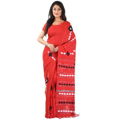 CHHANDA HANDLOOM SAREES SOFT COTTON APPLIQUE WORK SAREE - JioMart
