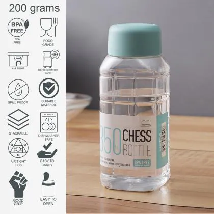 Lock & Lock Plastic Chess Water Bottle With Blue Lid, Transparent (350 ...
