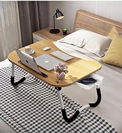 Tarkan Beige Wood Foldable Mini Laptop Table For Kids And Adults - JioMart