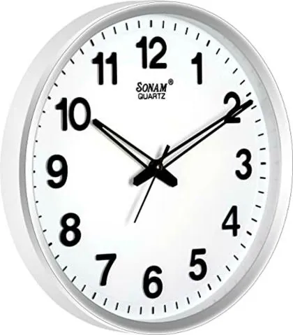 Sonam Silver Round Plastic Analog Wall Clock for Home/Office, 12.20 x ...