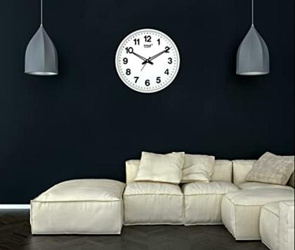 Sonam Silver Round Plastic Analog Wall Clock for Home/Office, 12.20 x ...