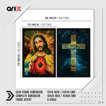 ArtX Multicolor Art Jesus Christ & Holy Cross Wall Art Painting (Set Of ...
