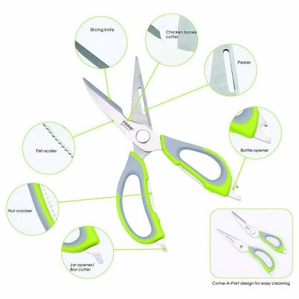 Rena Germany Stainless Steel 6 in 1 Multi-Functiona Kitchen Scissor, Standard, Grey - JioMart