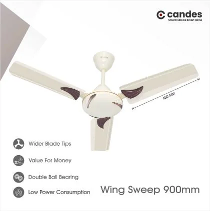 Candes 900mm 3 Blade Ceiling Fan, Ivory (Pack Of 2) - JioMart
