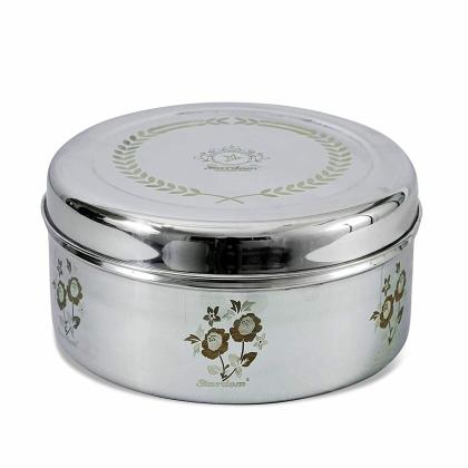 Stardom Stainless Steel Shaped Roti Dabba with Lid 2100 ml - JioMart