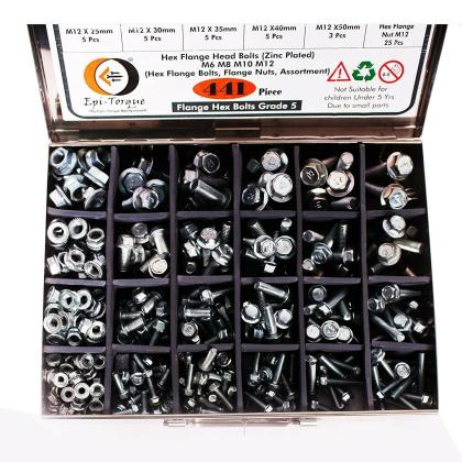 Epi-Torque Zinc Plated Hex Head Flange Bolts - Dia M6 M8 M10 M12 Assorted Lengths 16MM-50MM ...