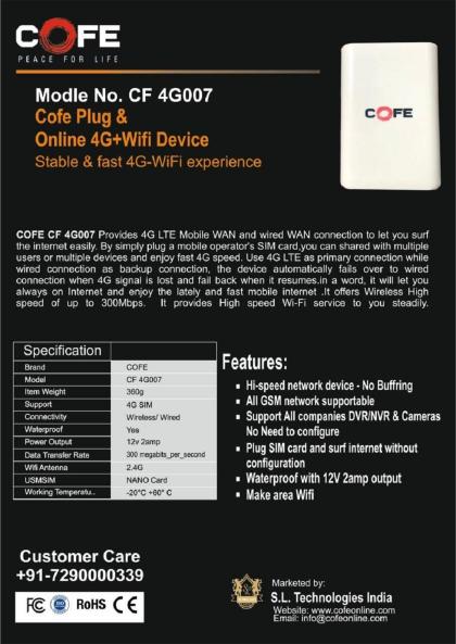 COFE 4G WiFi Dongle/Router with Sim Slot, Portable Router with Access ...