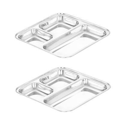 Fableart Heavy Duty Stainless Steel Square Dinner Plate, 3 Sectioned ...