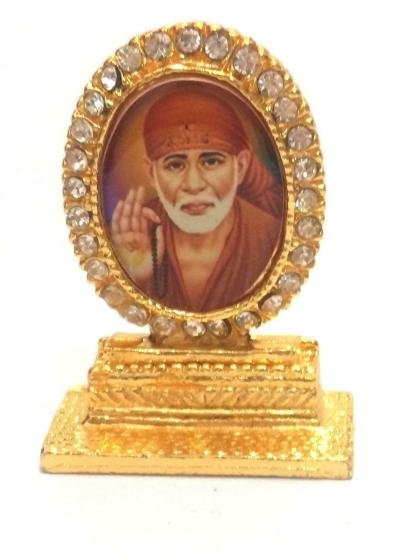 Astroghar Metal Sai Baba Statue Golden Finished With Jerkin Diamonds ...