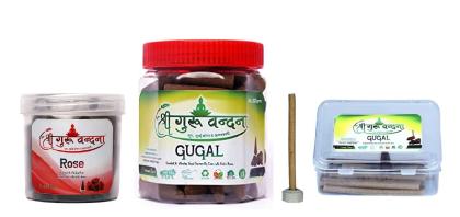 SHREE GURU VANDANA- ROSE DHOOP ROUND BOX-GUGGUL DHOOP 40CONES-GUGGUL 40 ...